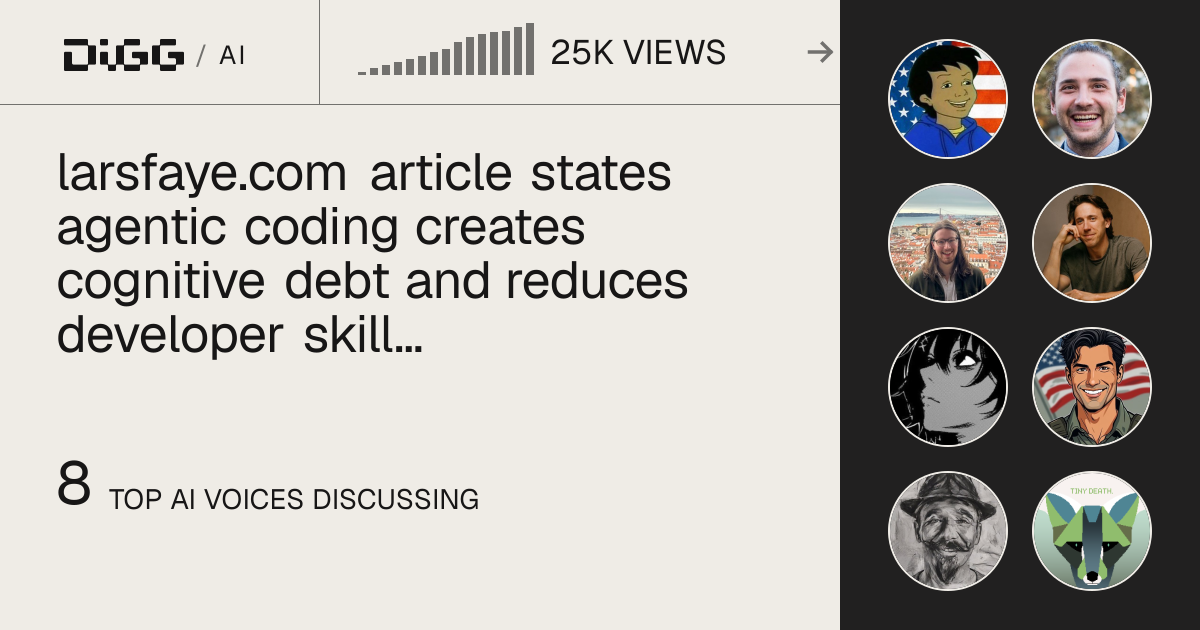 Article argues agentic coding creates cognitive debt for developers · Digg